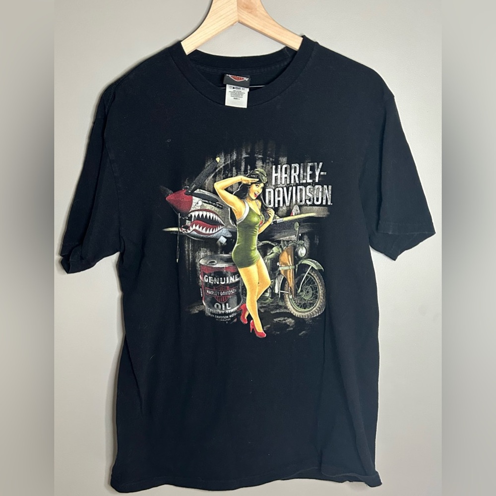 Harley Davidson Mens Biker Girl Salute American Graph… - Gem